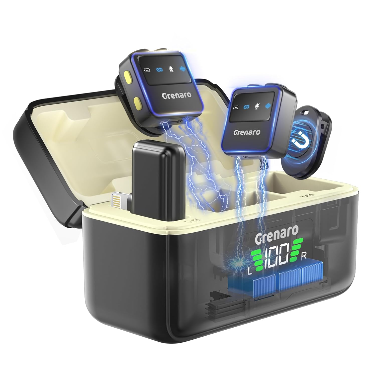 Grenaro P10 Wireless Mic For YouTuber With 40H Charging Case, 3-Level